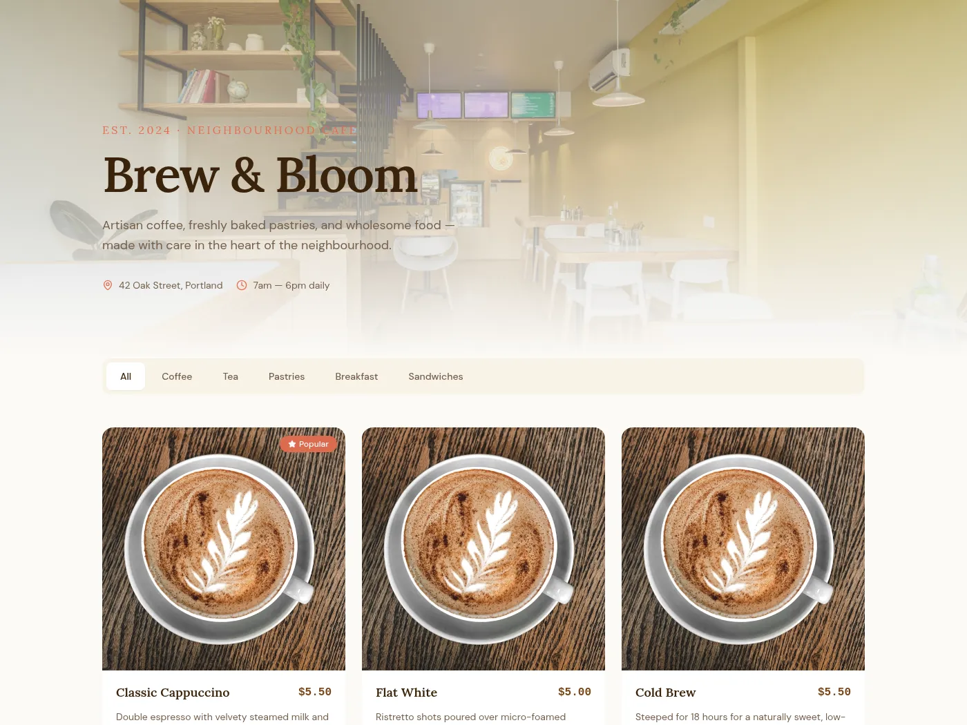 Cafe Menu