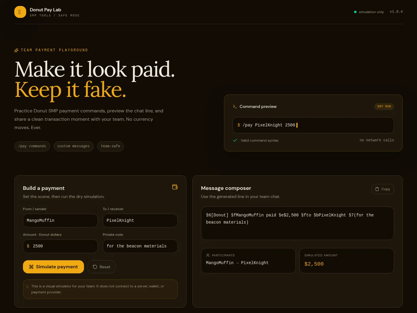 Donut SMP Payment Simulator