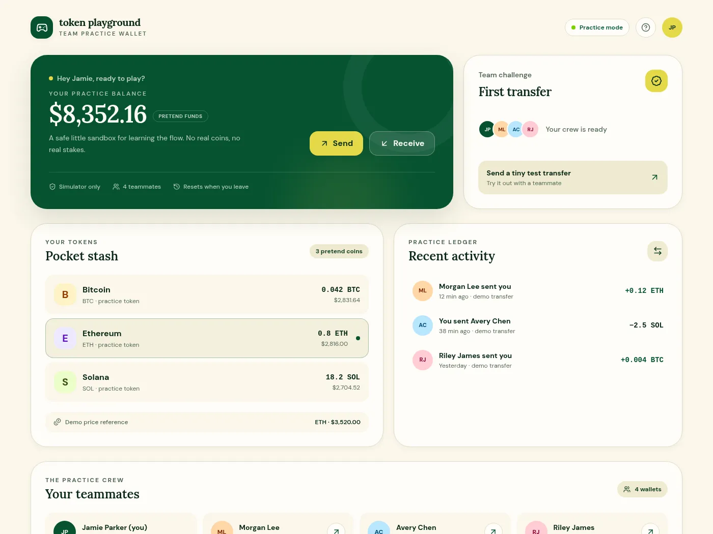 Team Wallet Simulator