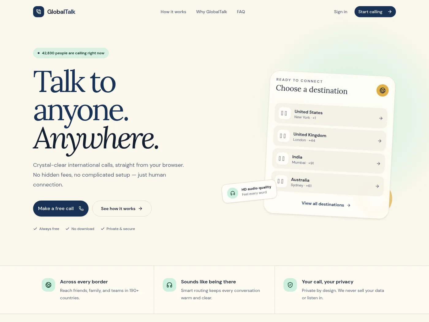 GlobalTalk Free Calling