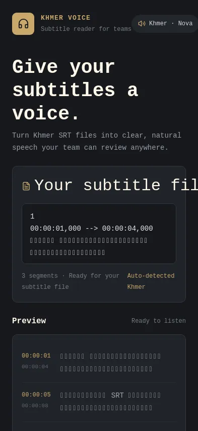 Khmer SRT Voice Reader