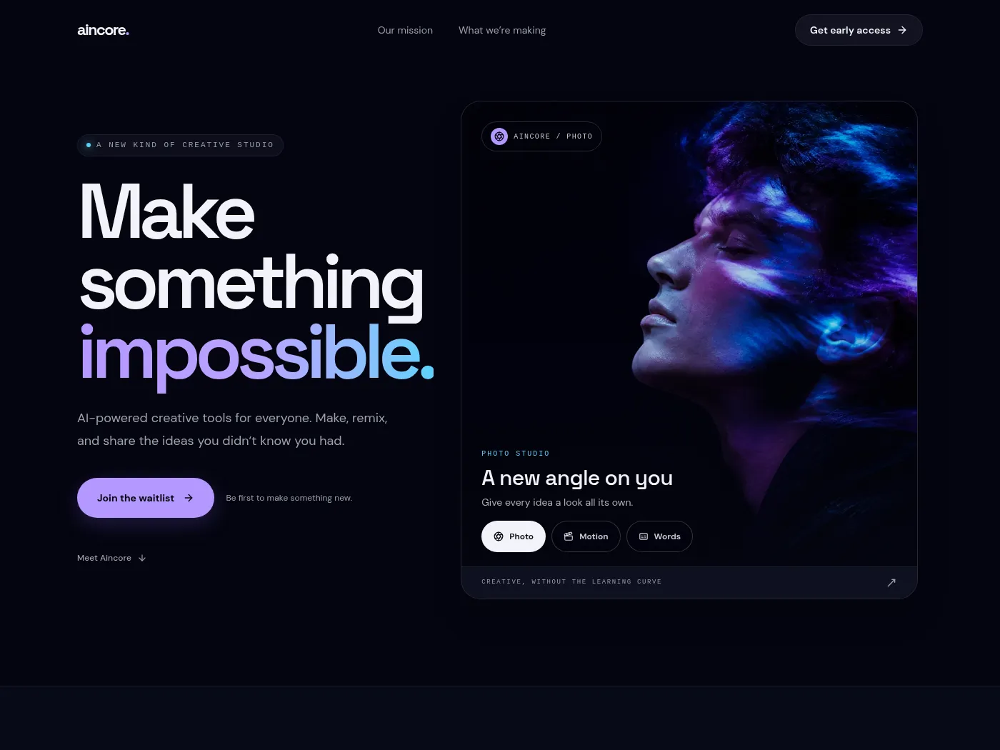 Aincore Landing Page