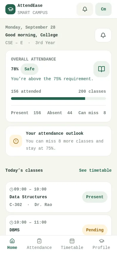 AttendEase: Smart Attendance App