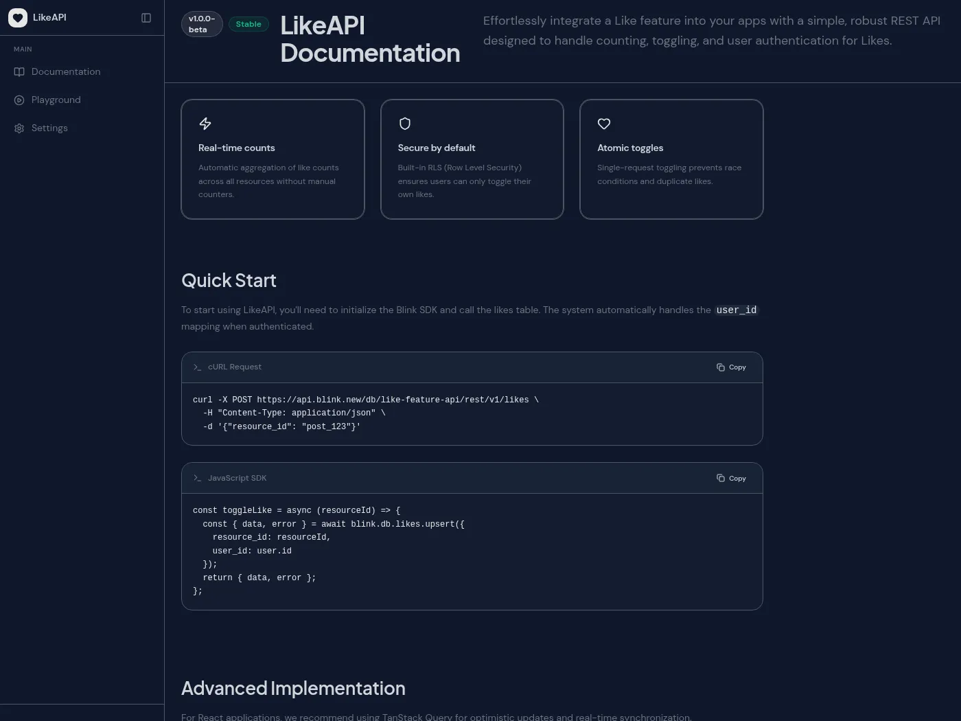Like Feature API