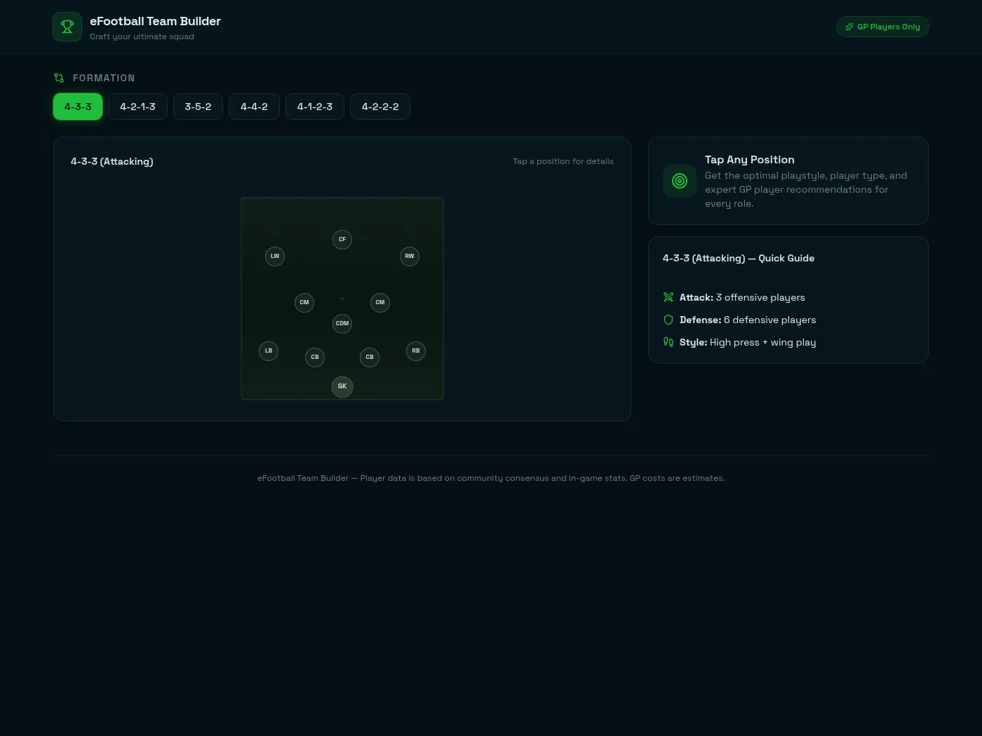 eFootball Team Builder