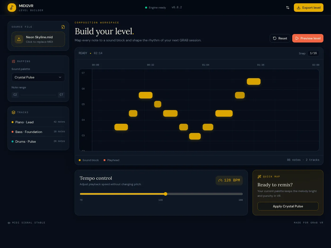MIDI2VR Level Builder