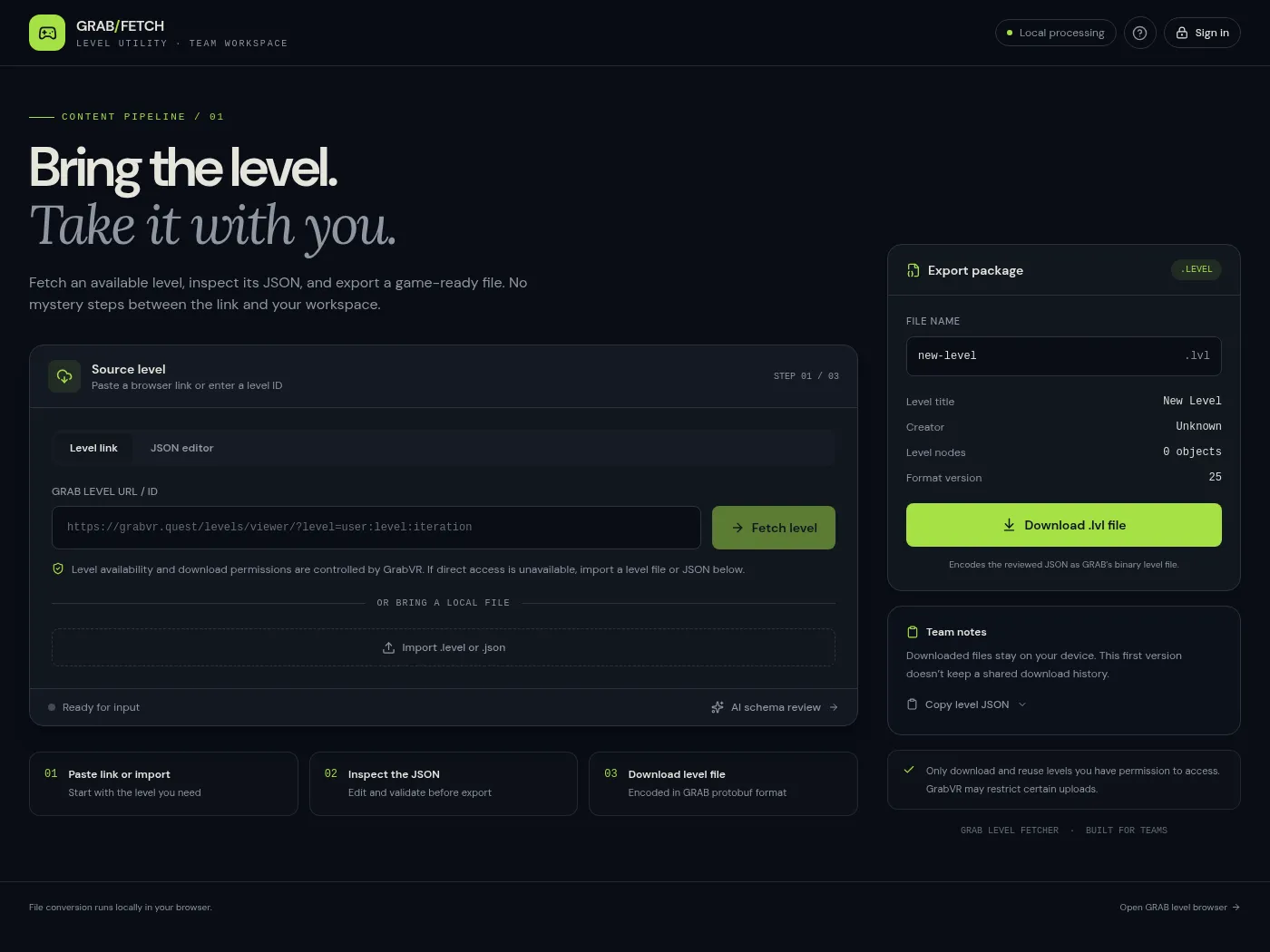 GrabVR Level Fetcher