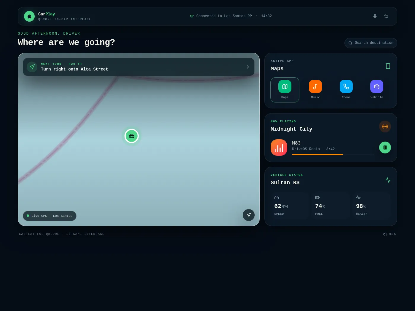 QBCore CarPlay Dashboard