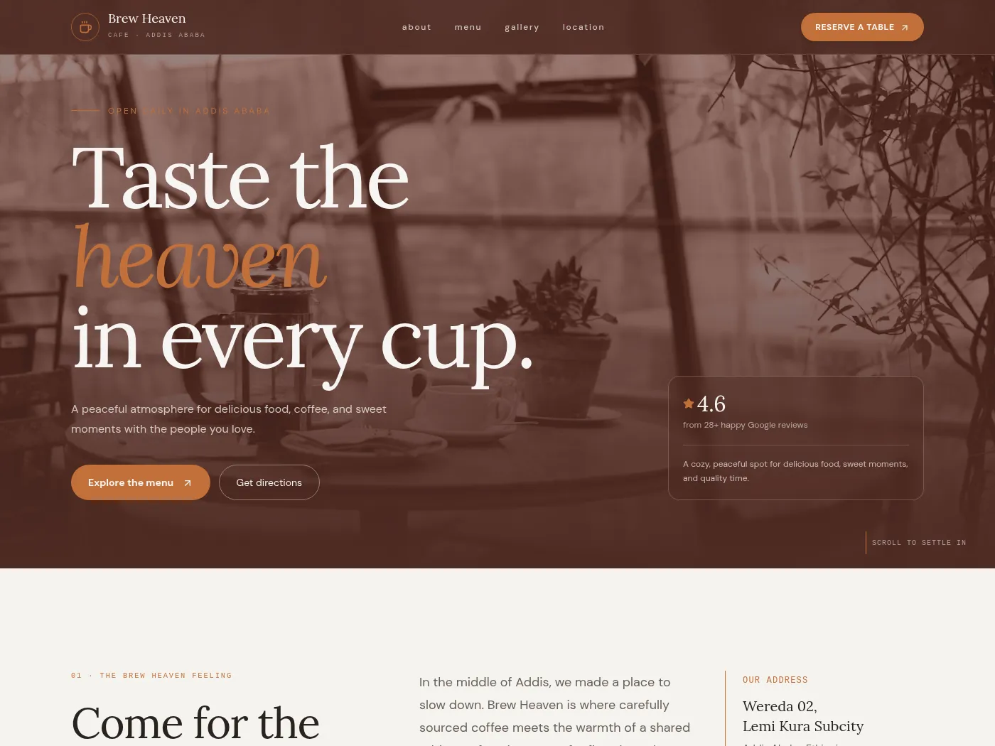 Brew Heaven Cafe Website