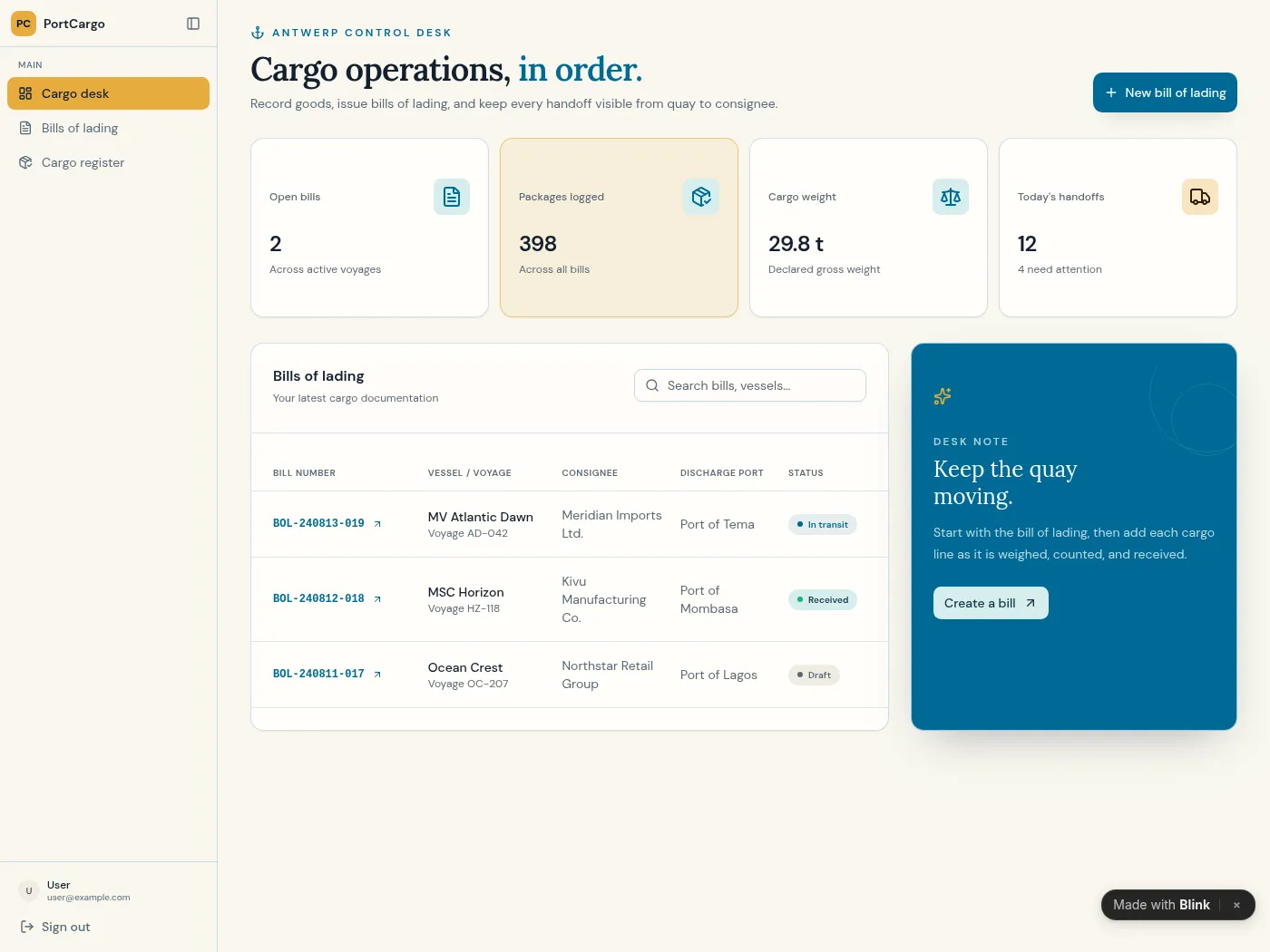 PortCargo Tracker