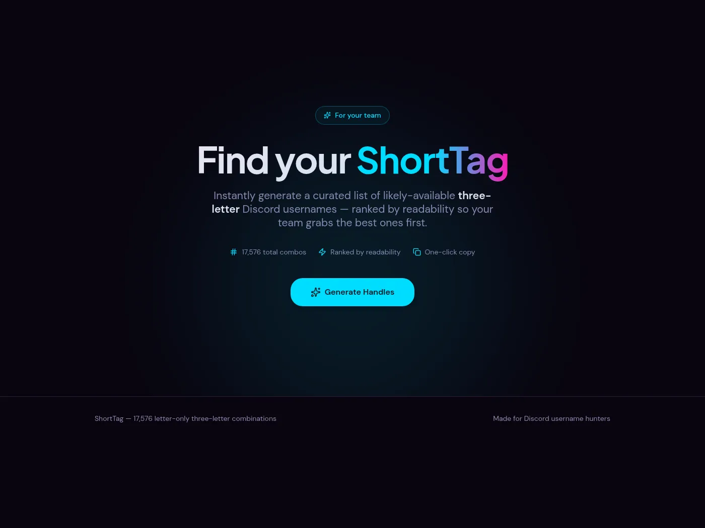 ShortTag Username Finder