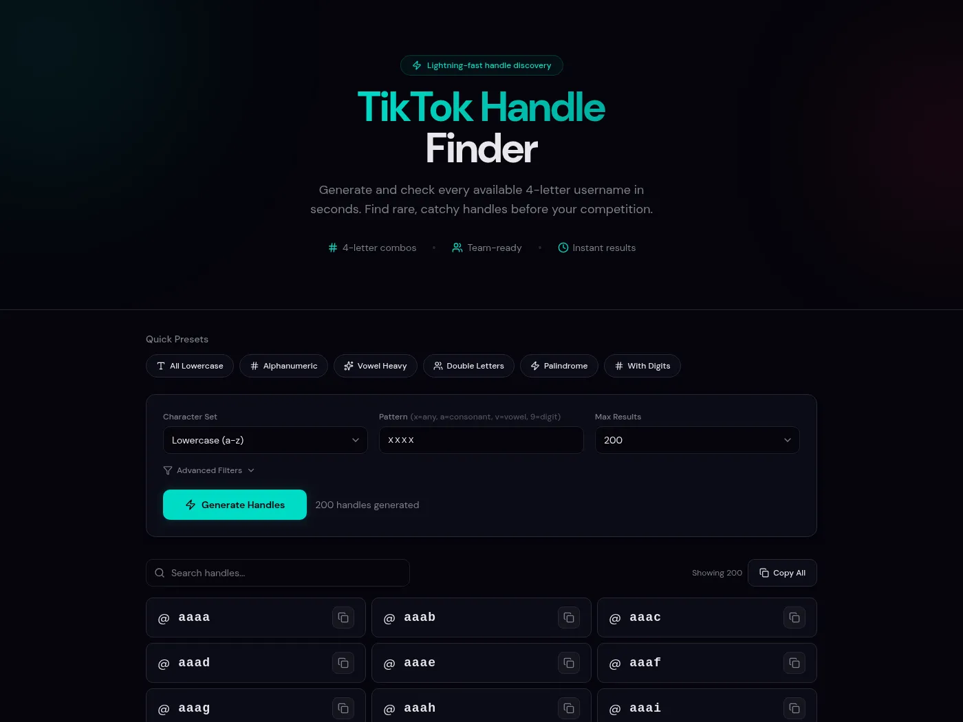 TikTok Handle Finder
