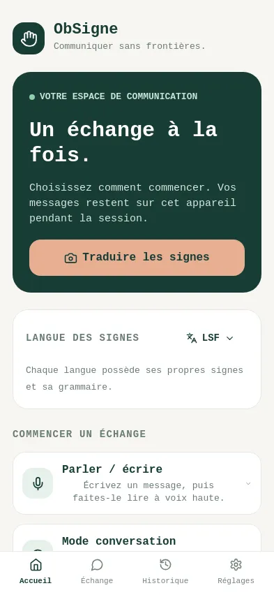 ObSigne — Sign Language Bridge