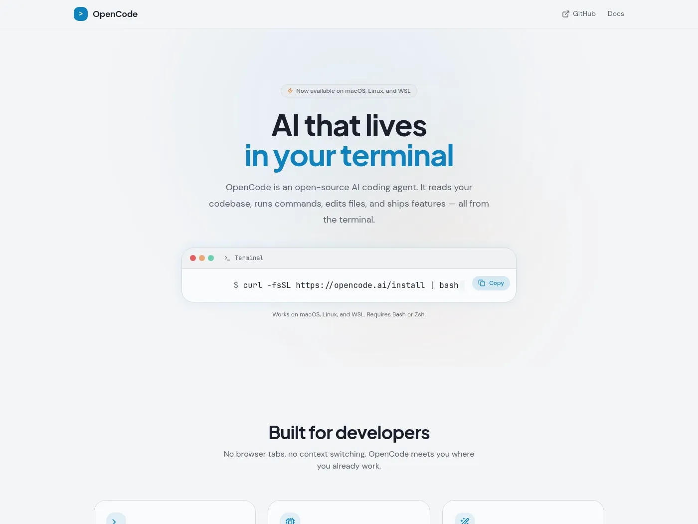 OpenCode Installer Page