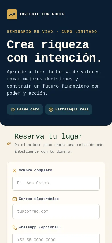 SEMINARIO INVIERTE CON PODER Y ACCION