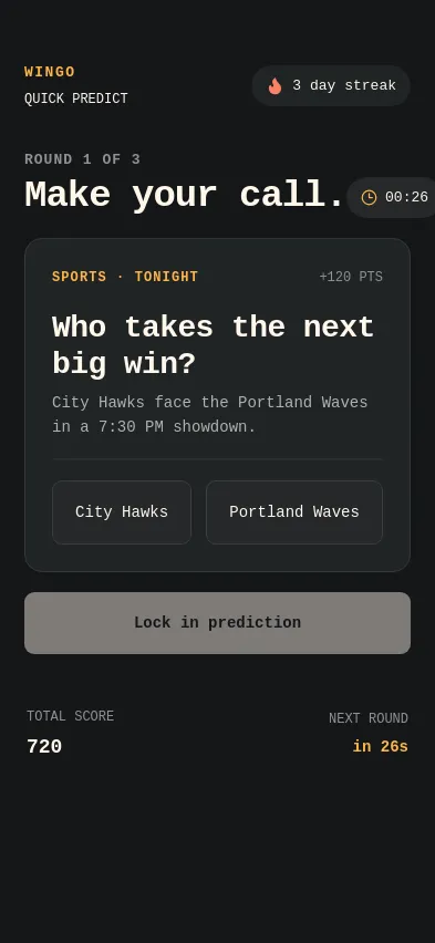 Wingo Quick Predict