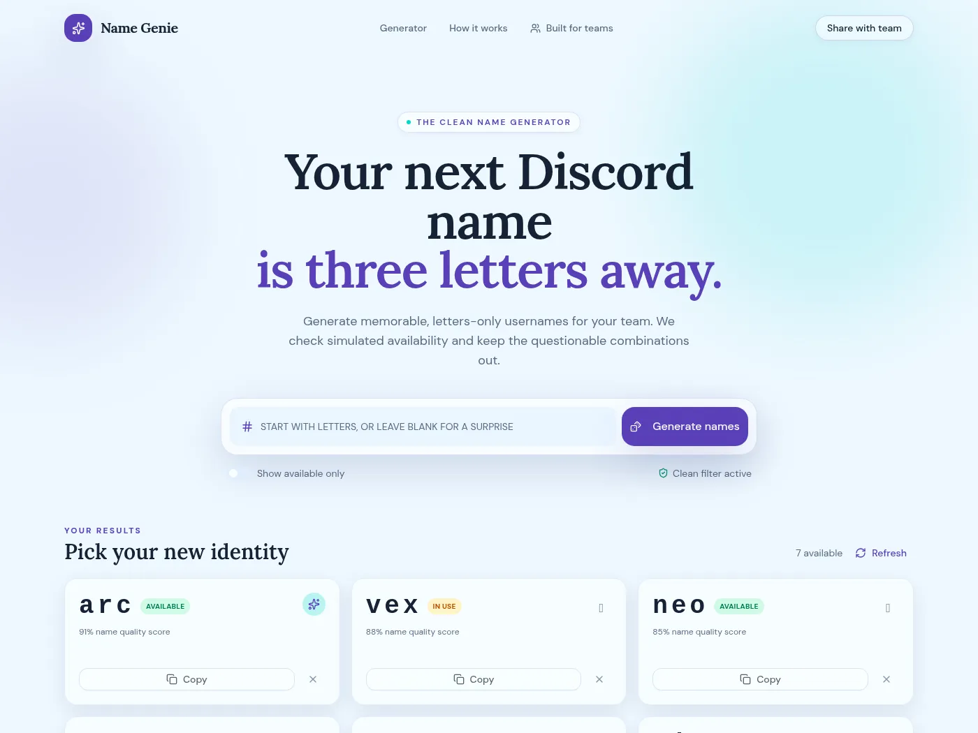 Discord Name Genie