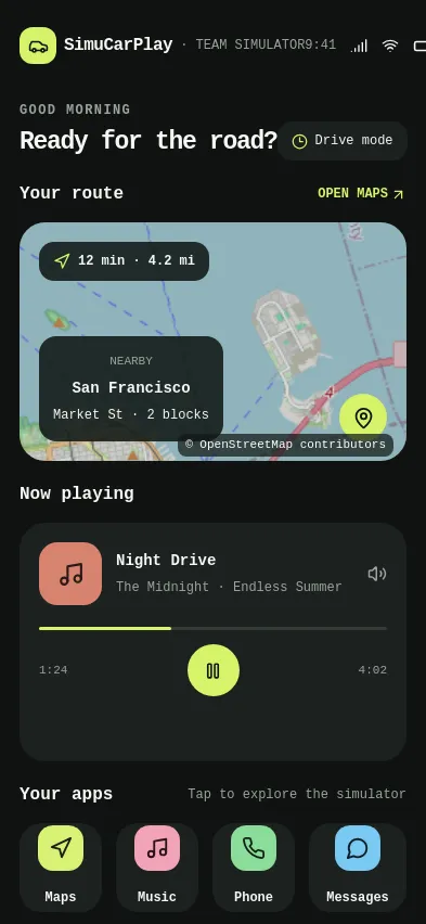 SimuCarPlay Dashboard