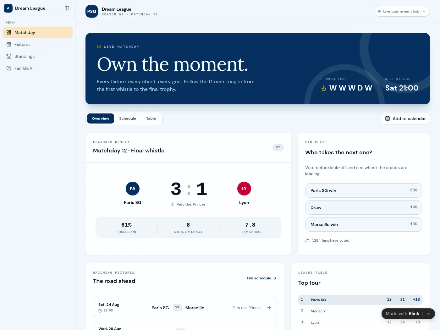Dream League Dashboard