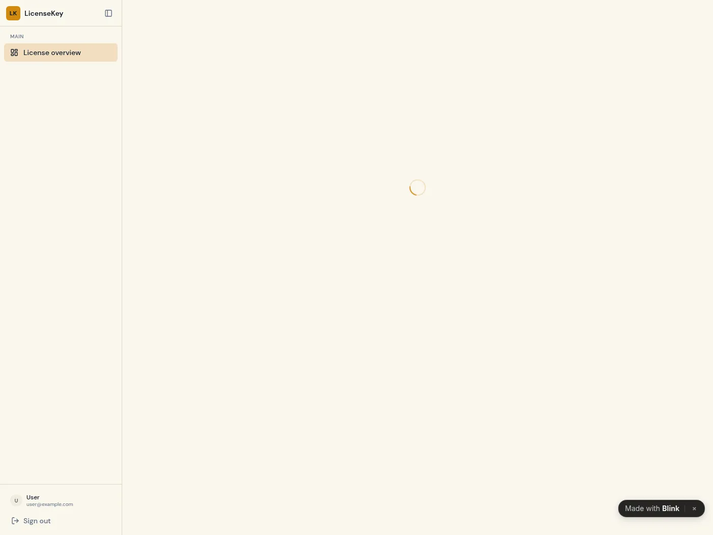 LicenseKey Dashboard