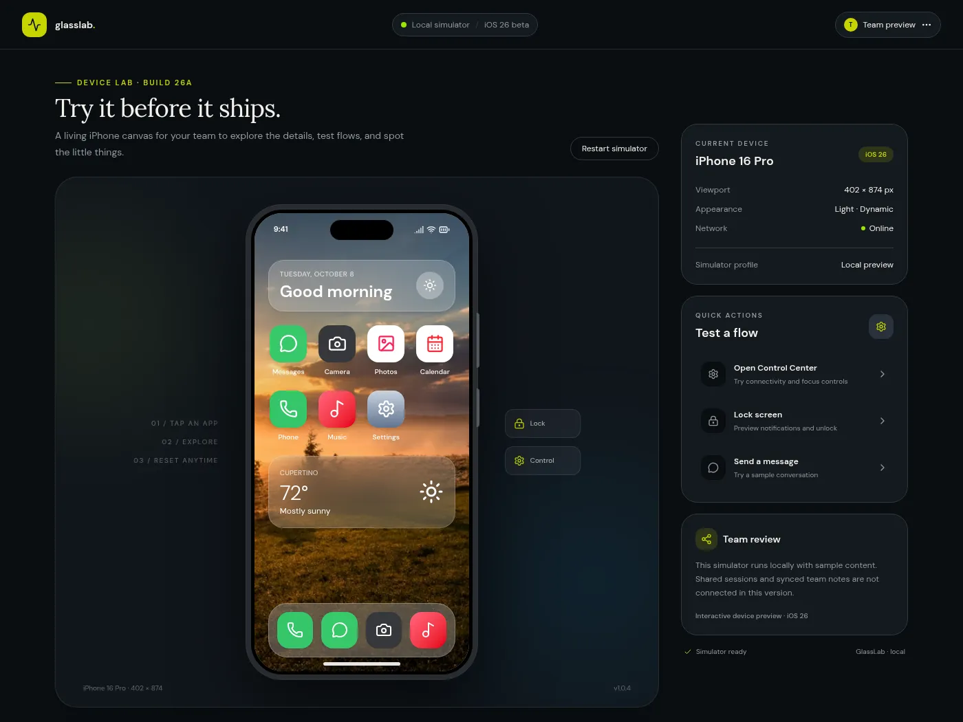 iOS 26 Web Simulator