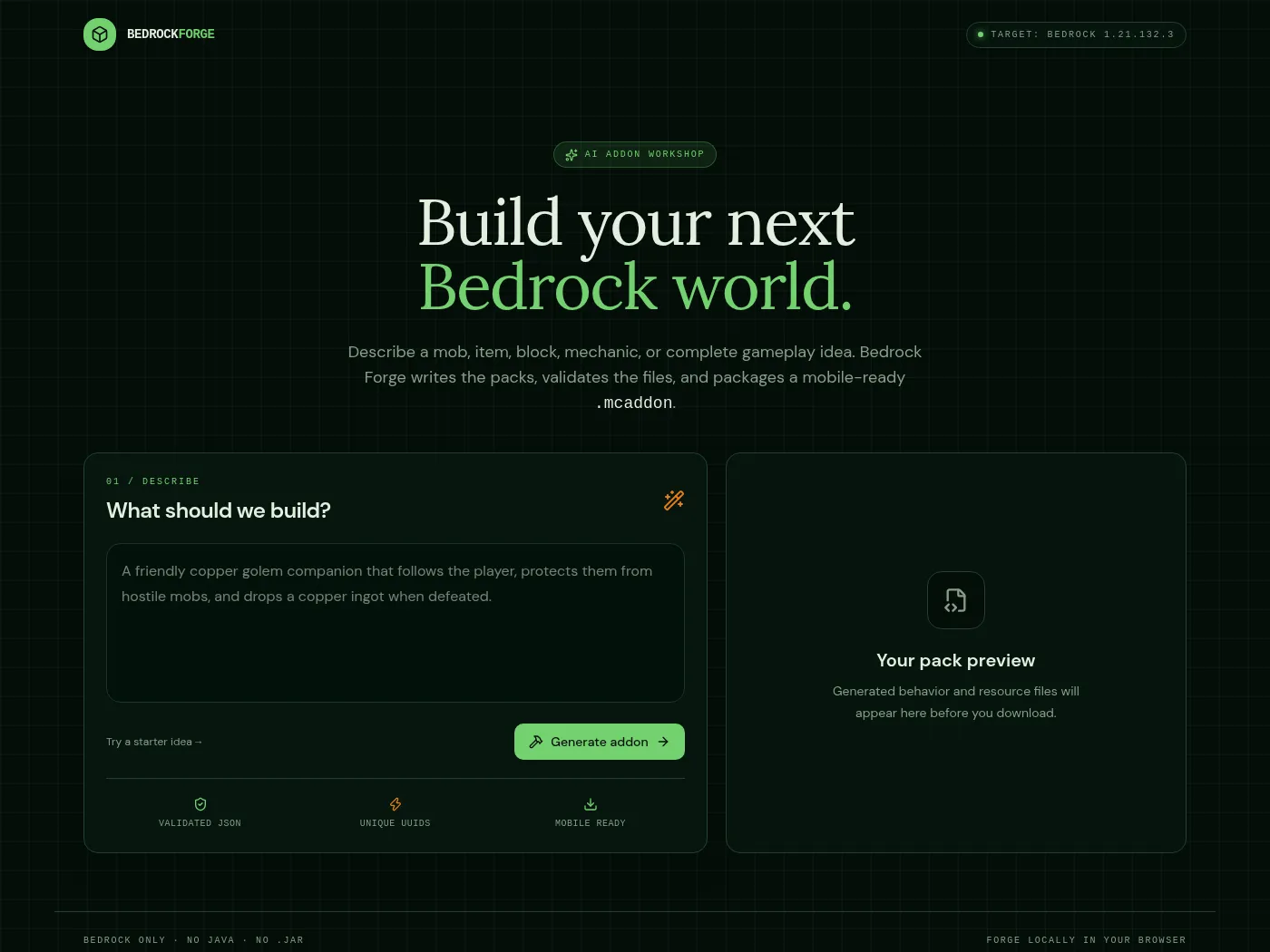 AI Bedrock Addon Builder