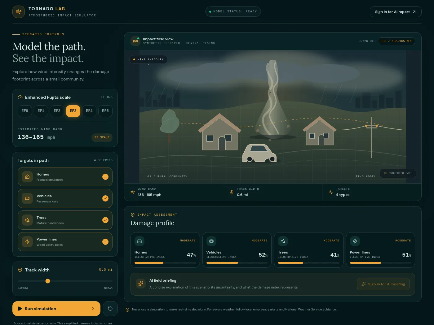Tornado AI Simulator