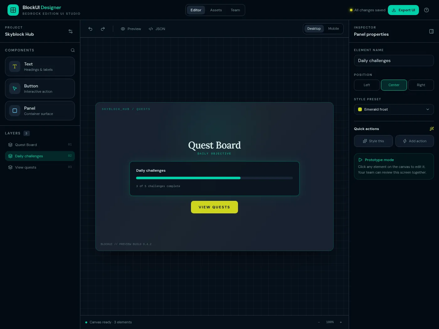 BlockUI Designer