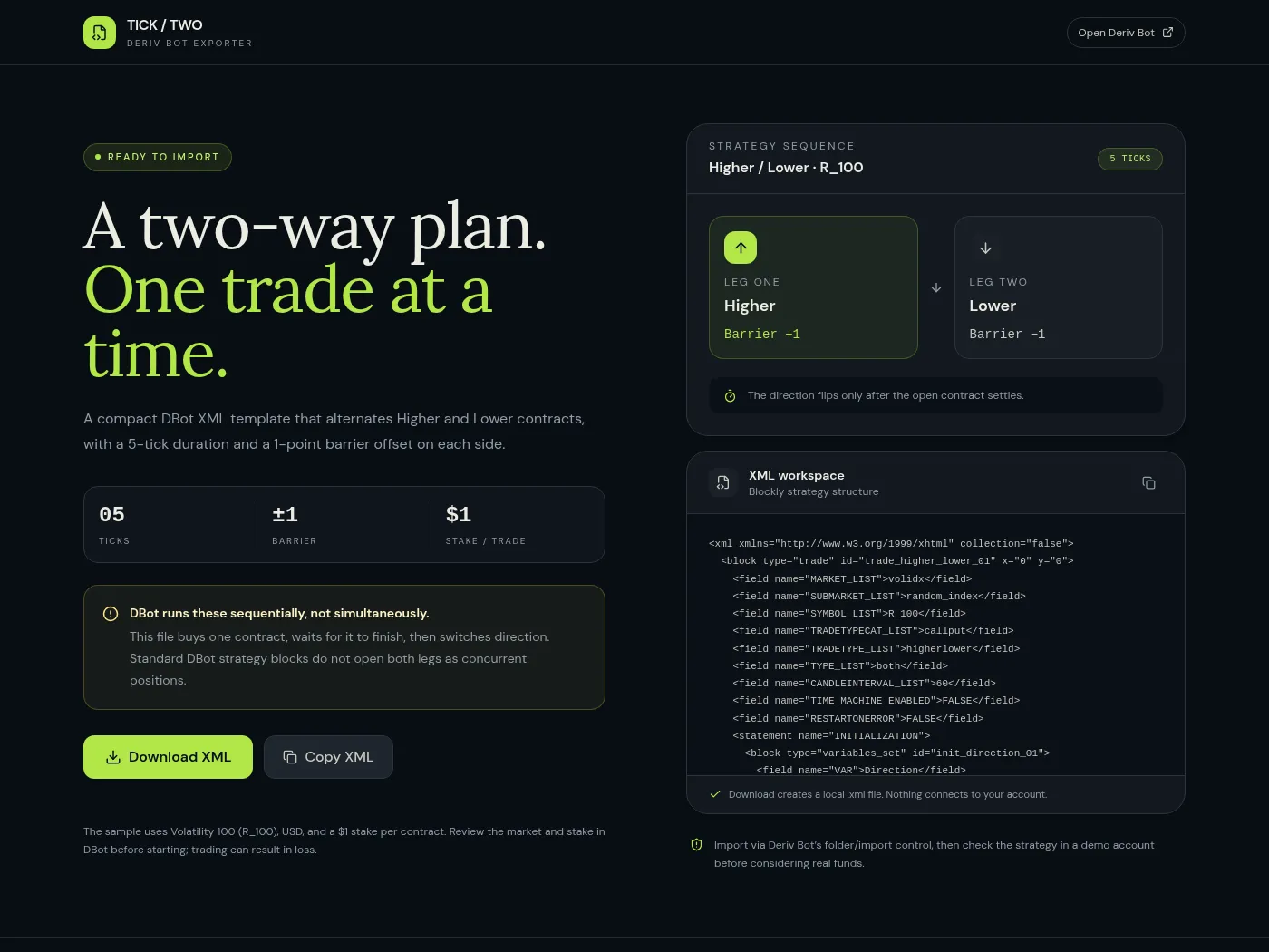 Deriv XML Bot Trader