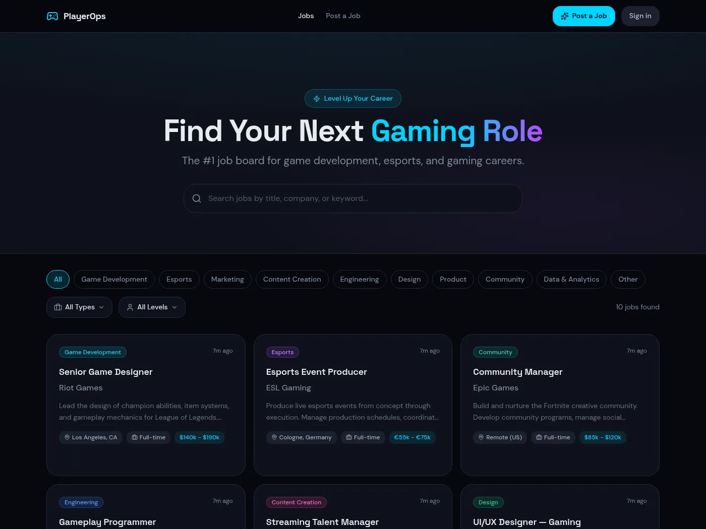 PlayerOps Job Board