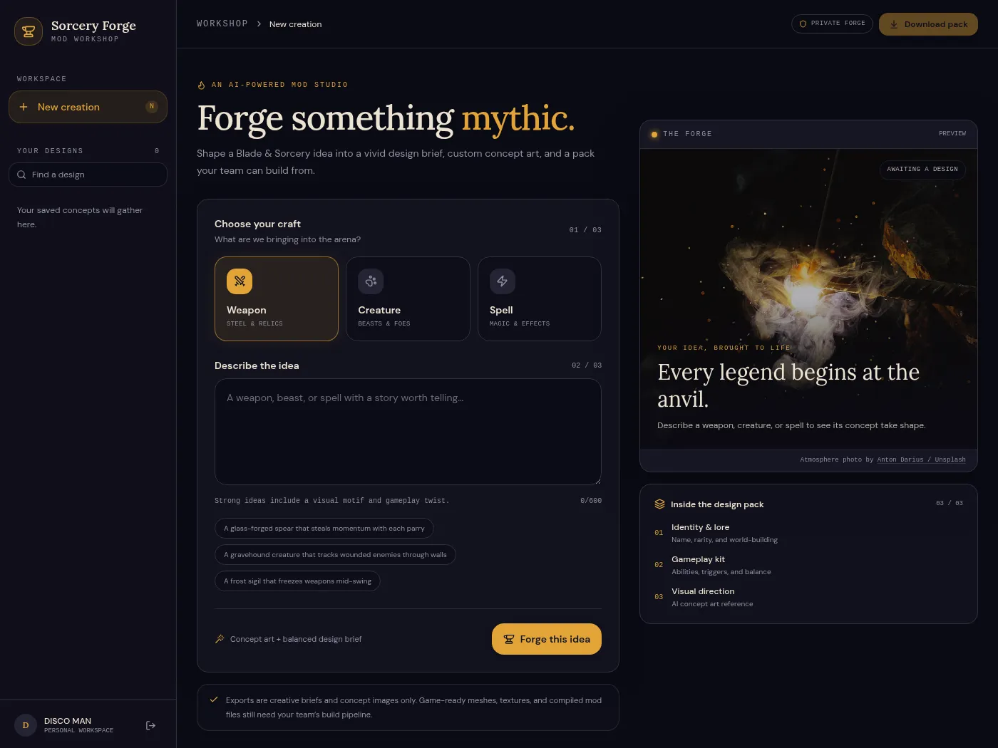 Sorcery Mod Forge AI