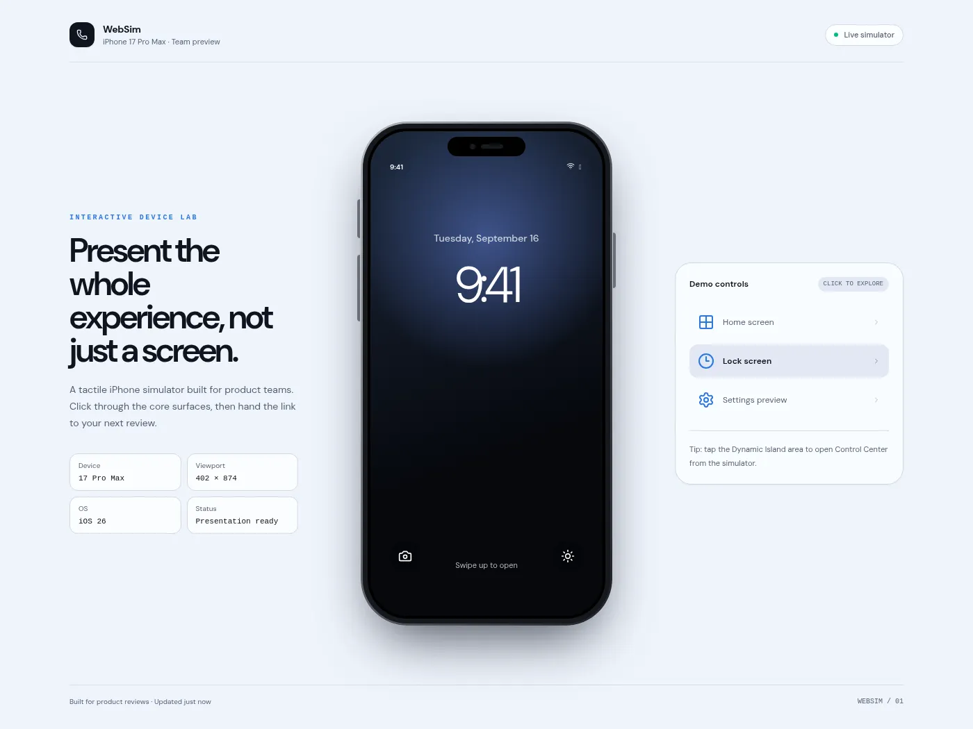 iPhone 17 Pro WebSim