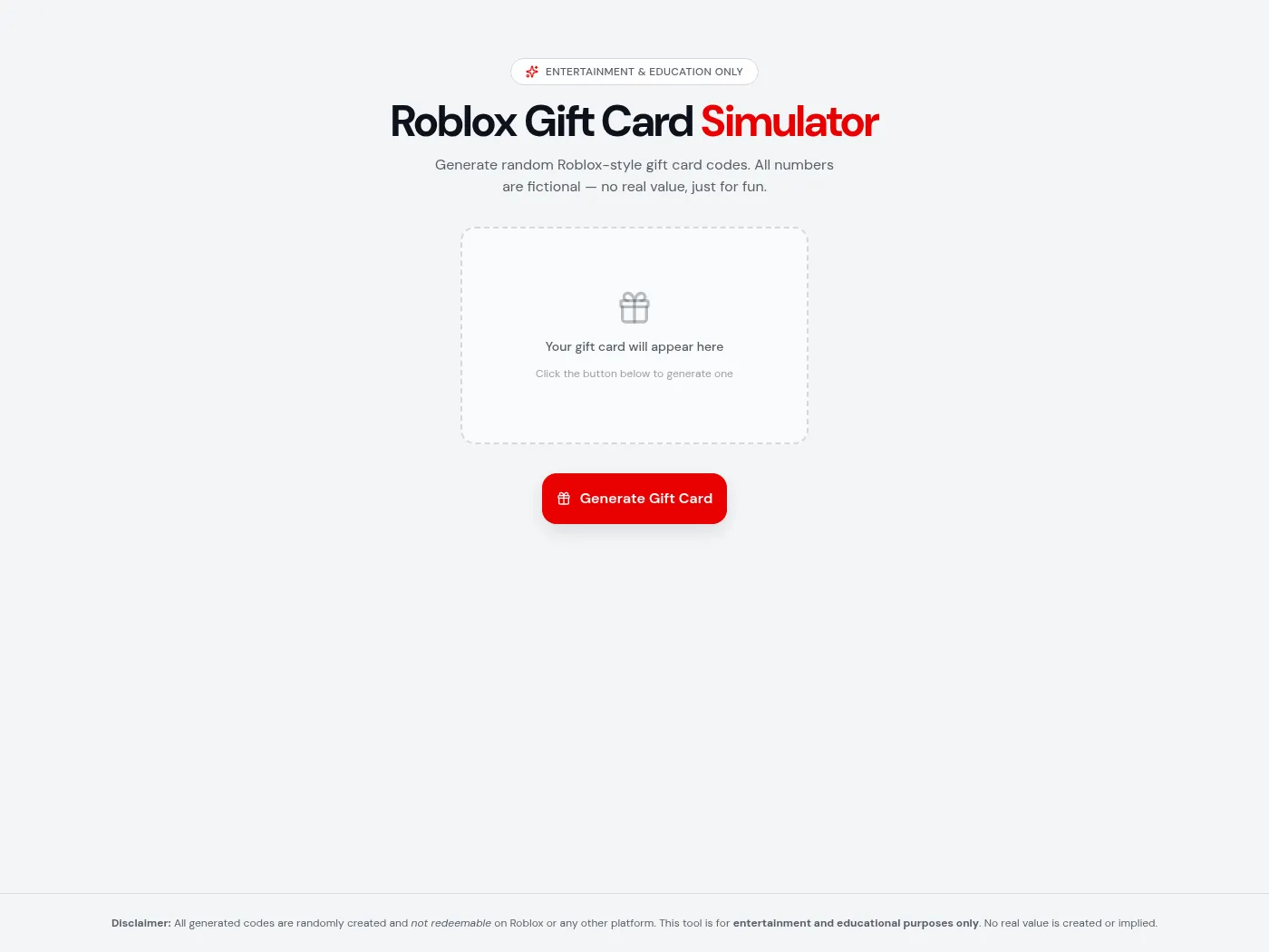 Roblox Gift Card Simulator