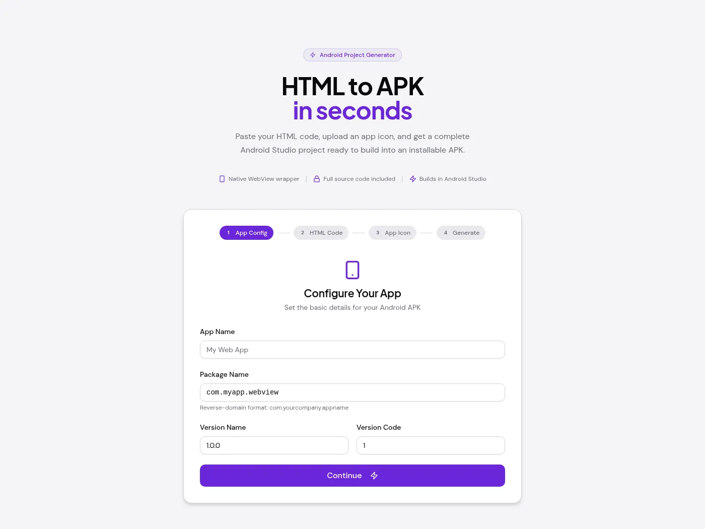 HTML2APK Converter