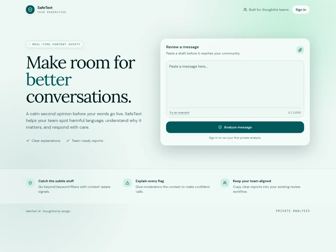 SafeText AI Tool