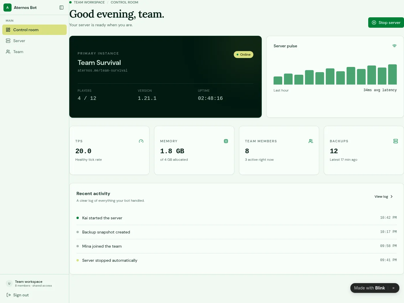 Aternos Bot Dashboard