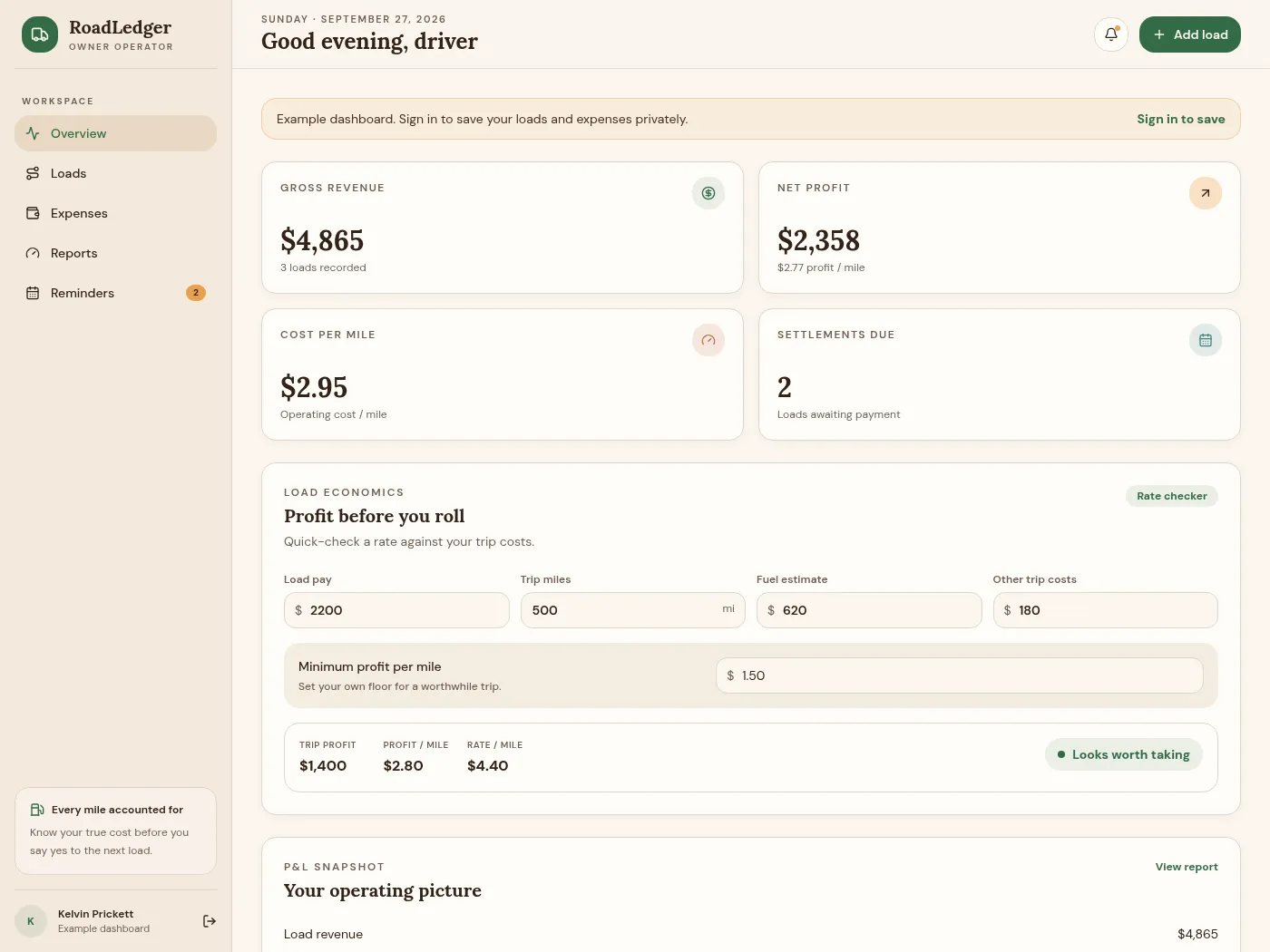 Owner Operator Tracker