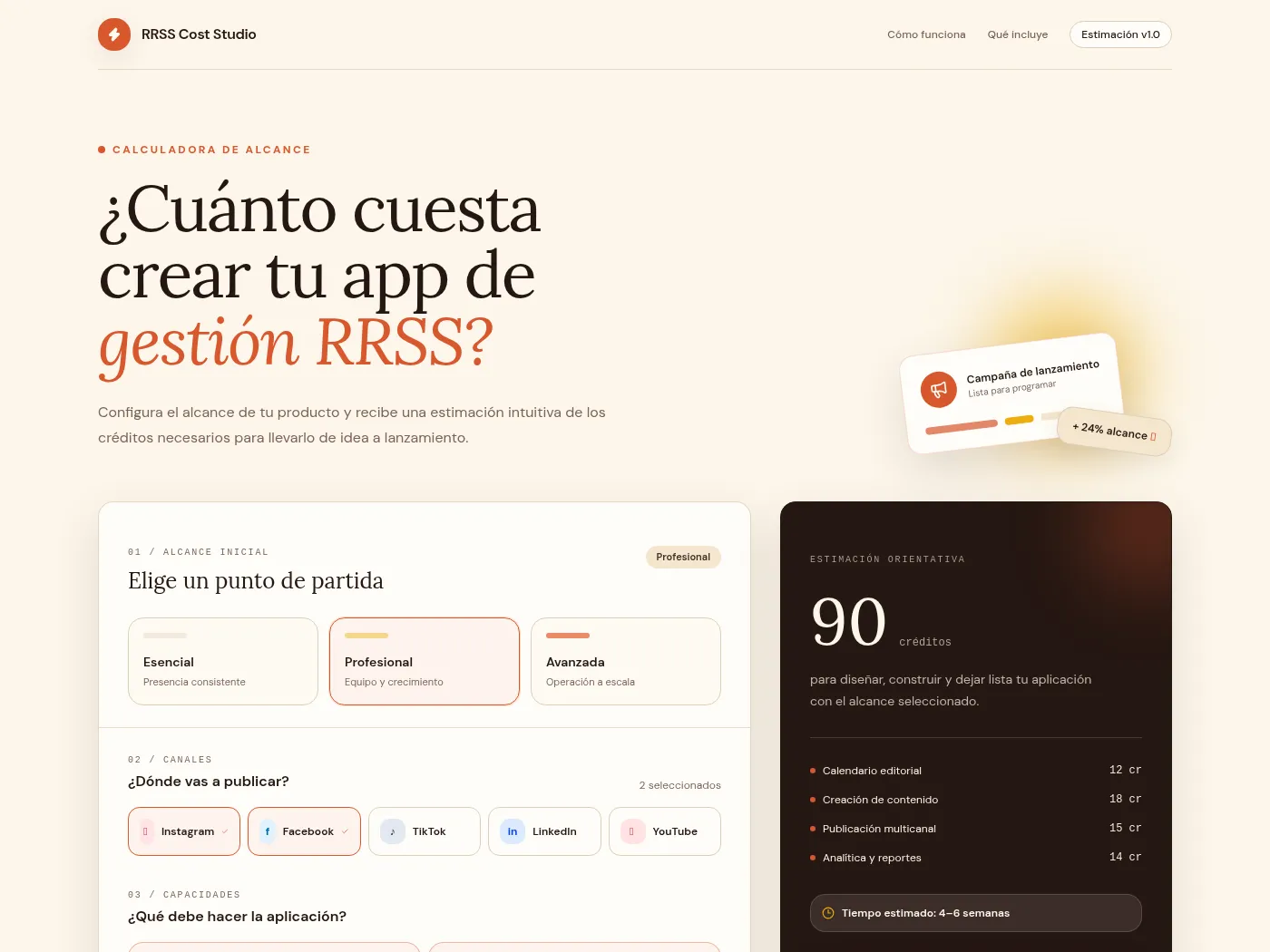 Costo App RRSS Gestión