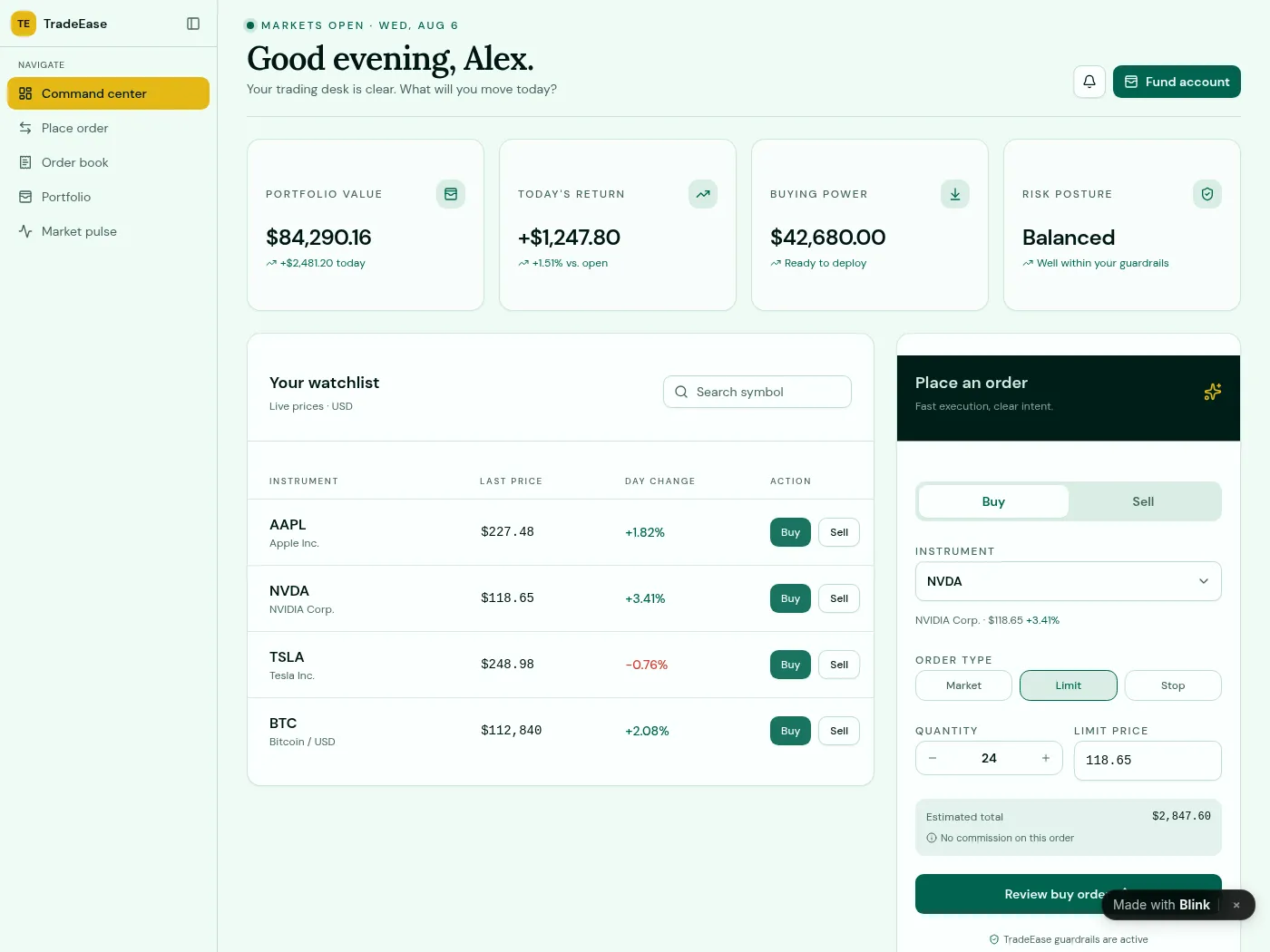 TradeEase Order Platform
