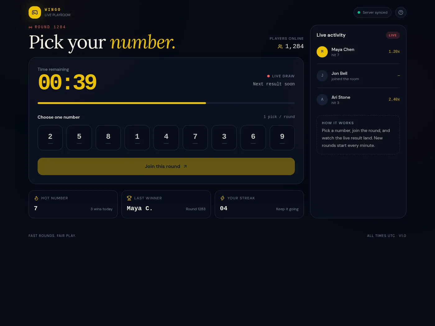 Wingo Real-Time Game