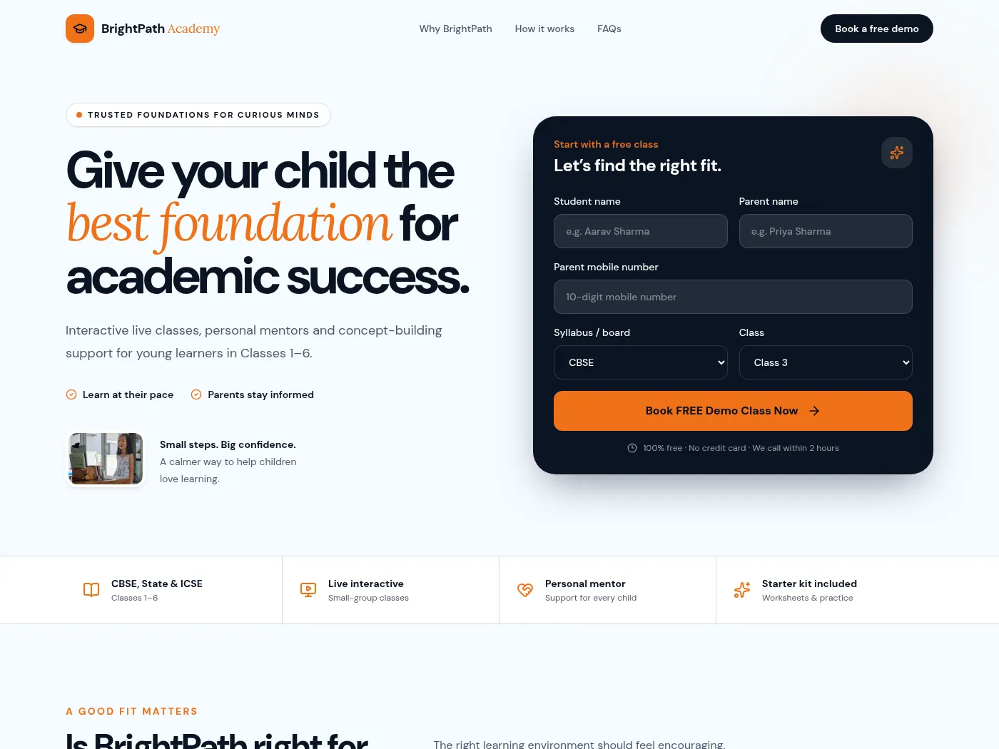 Tuition Academy Landing