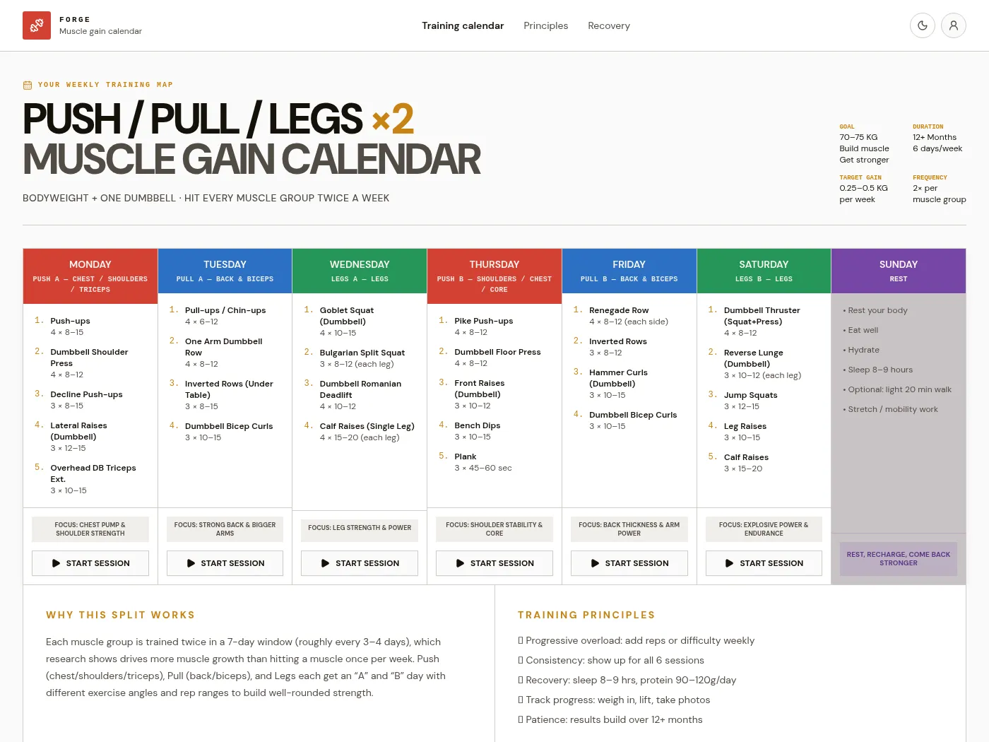 Muscle Gain Scheduler