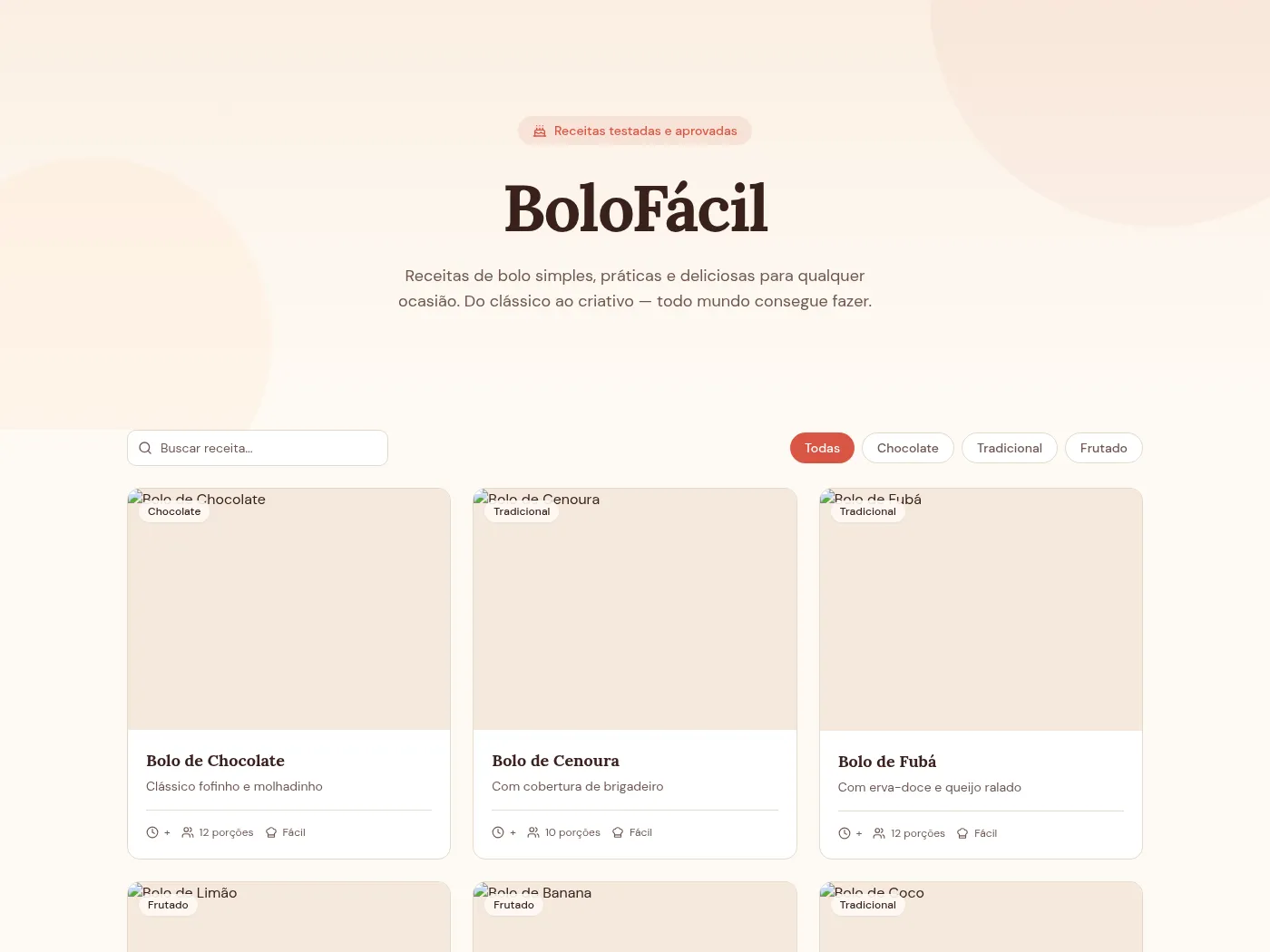 BoloFácil Recipe App