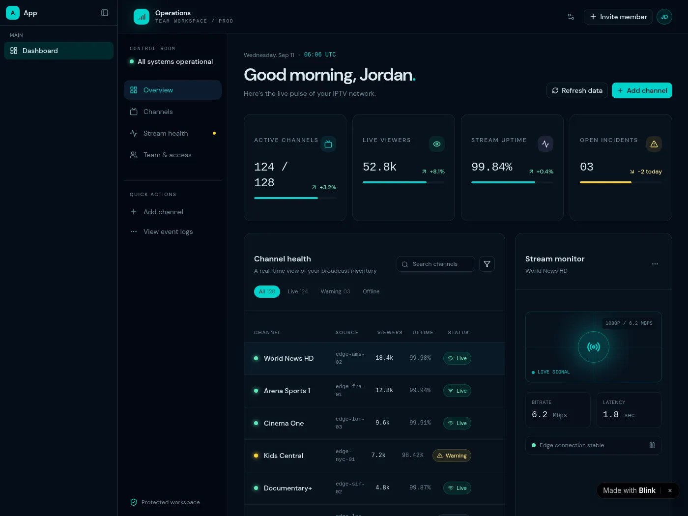 IPTV Admin Dashboard