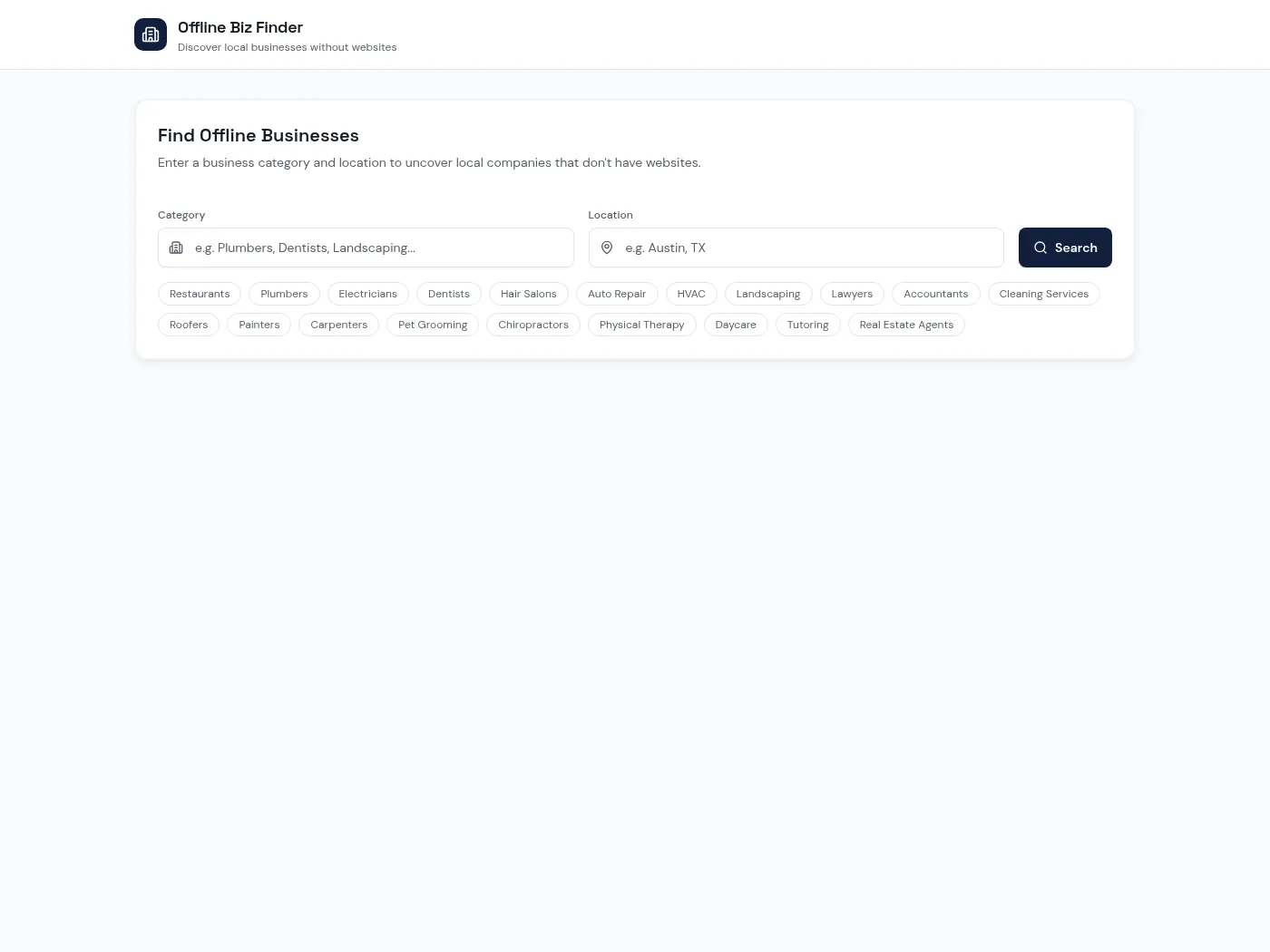 Offline Biz Finder