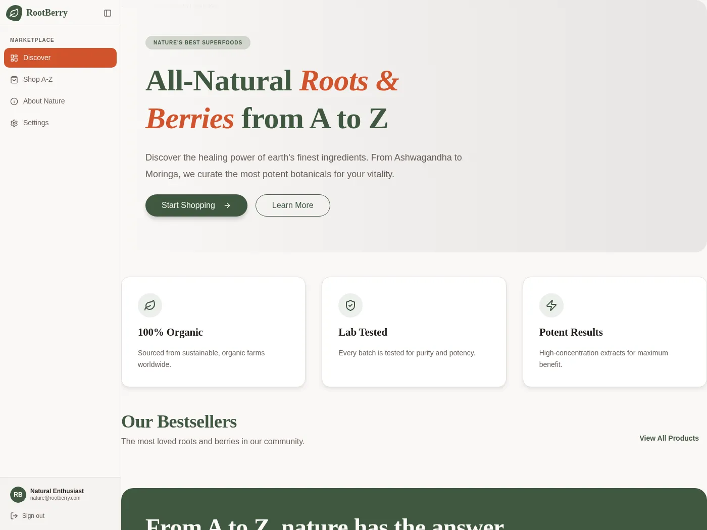 RootBerry Naturals Hub