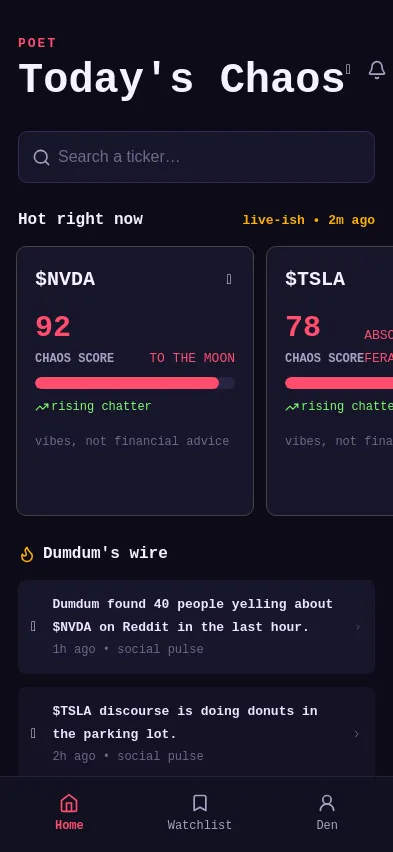 POET: Chaos Ticker App