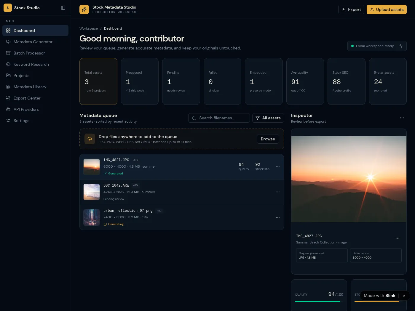 Stock Metadata Studio