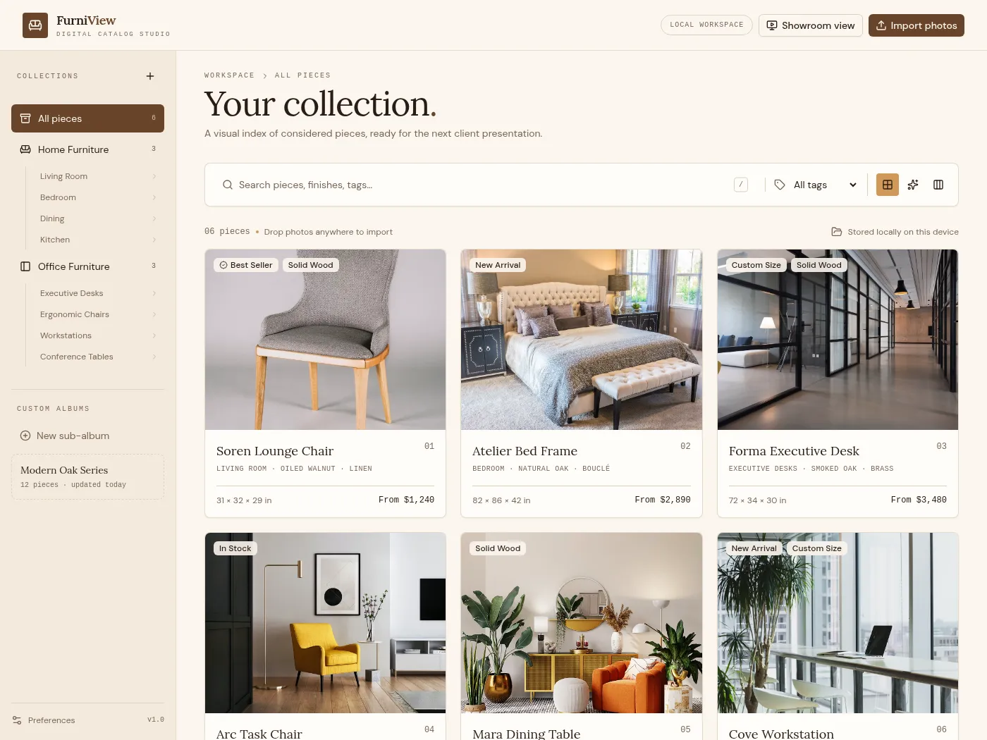 FurniView Showcase App