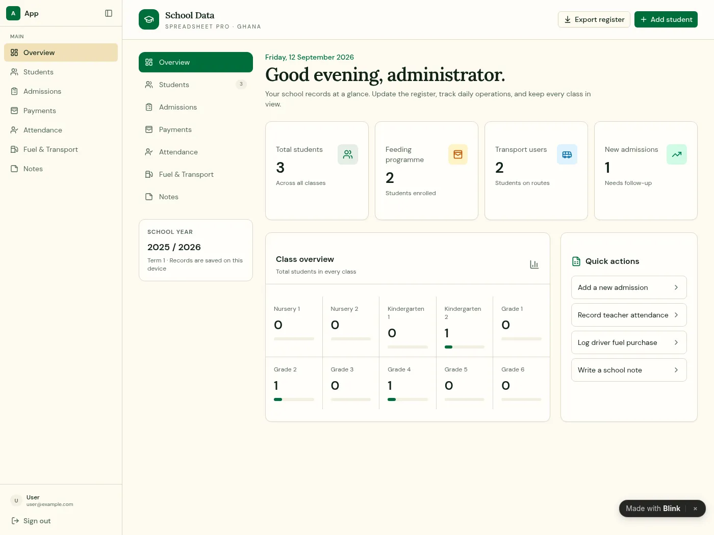 School Data Spreadsheet Pro